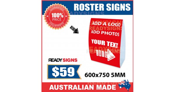 Roster Sign - Large 600mm x 750mm x 5MM