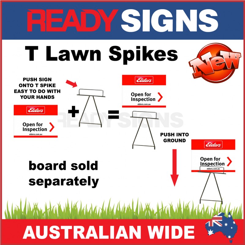 T Lawn Spike - Metal Sign Frame for Corflute Signs